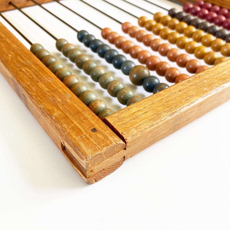Vintage Wooden Abacus C1920, Handmade With Colorful Wood Beads and ...