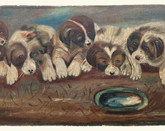 Antique Dog Oil Painting - Etsy