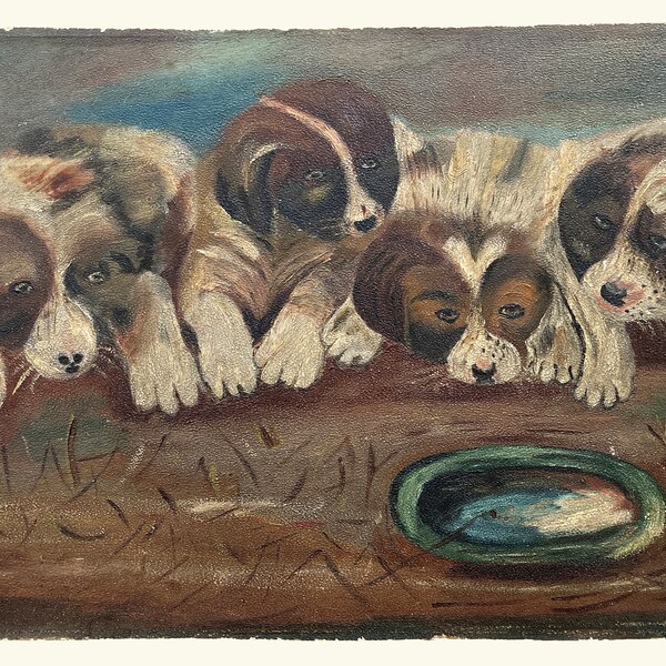 Antique Dog Painting - Etsy