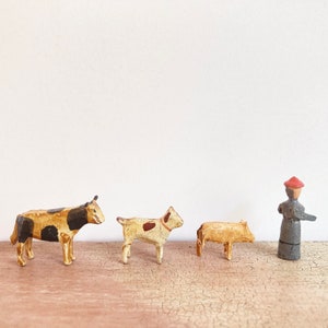 Miniature Antique Erzgebirge Figurines C1920, Hand-carved Wood Farm ...