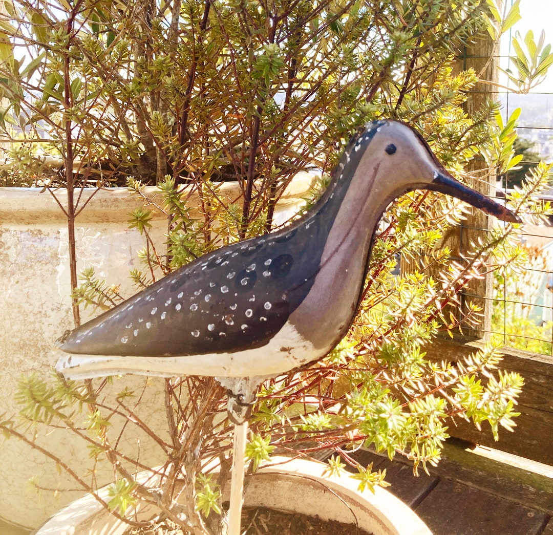 Antique Tin Shorebird Decoy or Tinnie C1900, Folding Metal Yellowlegs ...