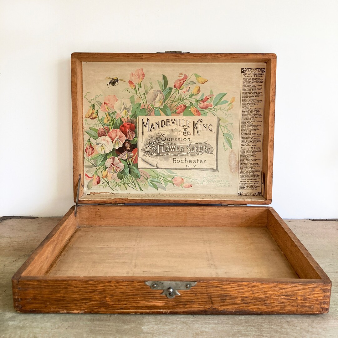 Mandeville & King Co. Antique Flower Seed Box Wooden Country - Etsy