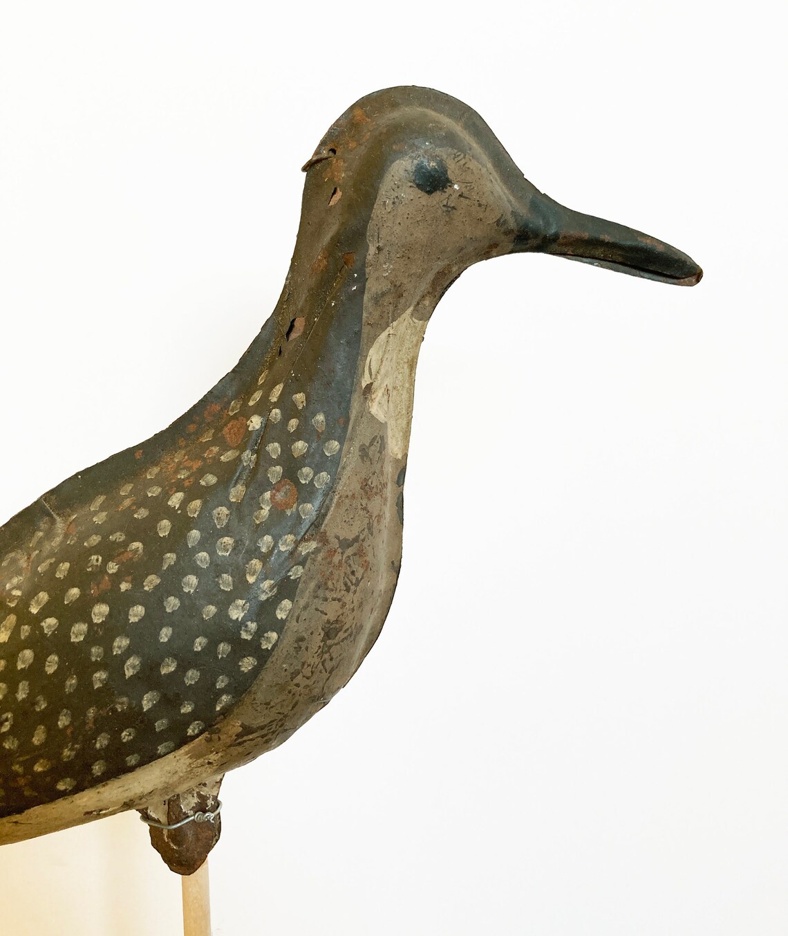 Tin Shorebird Decoy or Tinnie C1900, Antique Folding Metal Yellowlegs ...