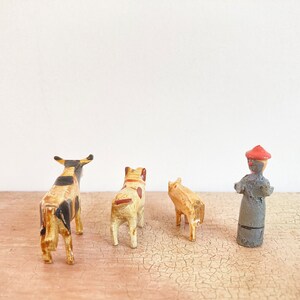 Miniature Antique Erzgebirge Figurines C1920, Hand-carved Wood Farm ...