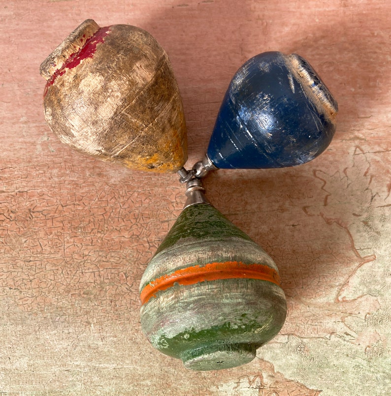 Three Wooden Spinning Tops Circa 1930 Toy Tops Country - Etsy