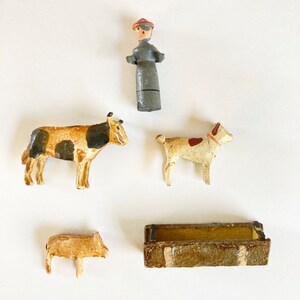 Miniature Antique Erzgebirge Figurines C1920, Hand-carved Wood Farm ...