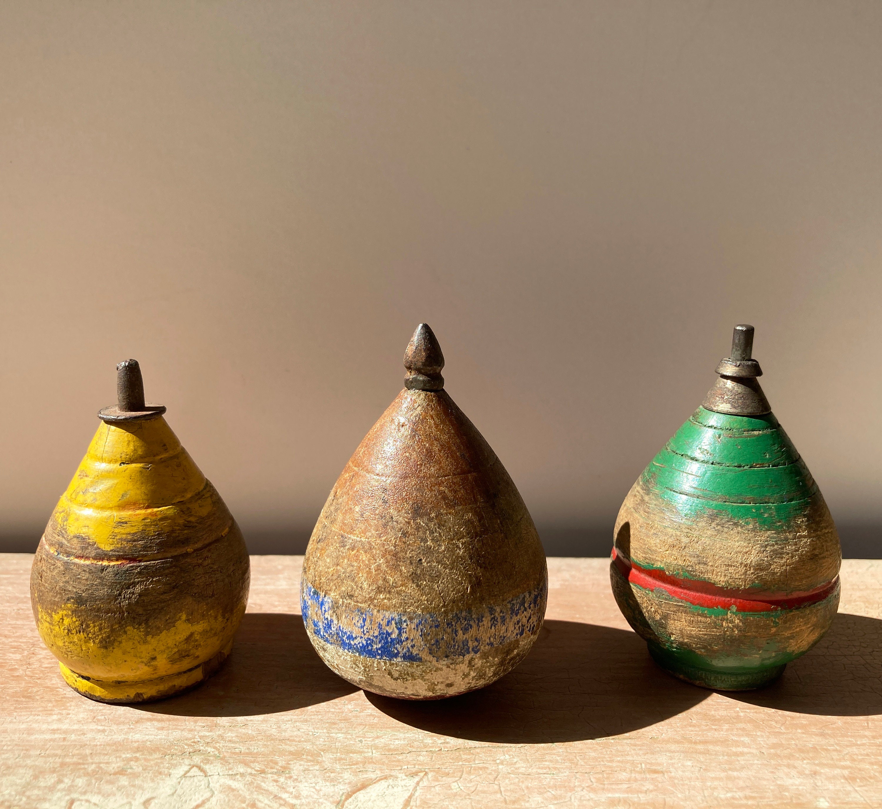 Antique Wooden Spinning Tops
