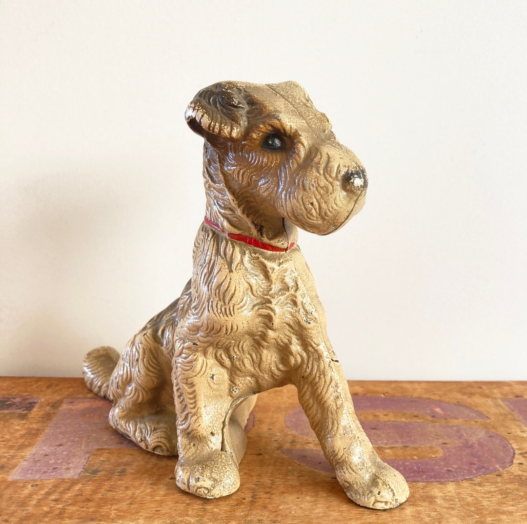 Original Vintage Hubley Cast Iron Coin Bank, C1930, Wirehaired Fox ...