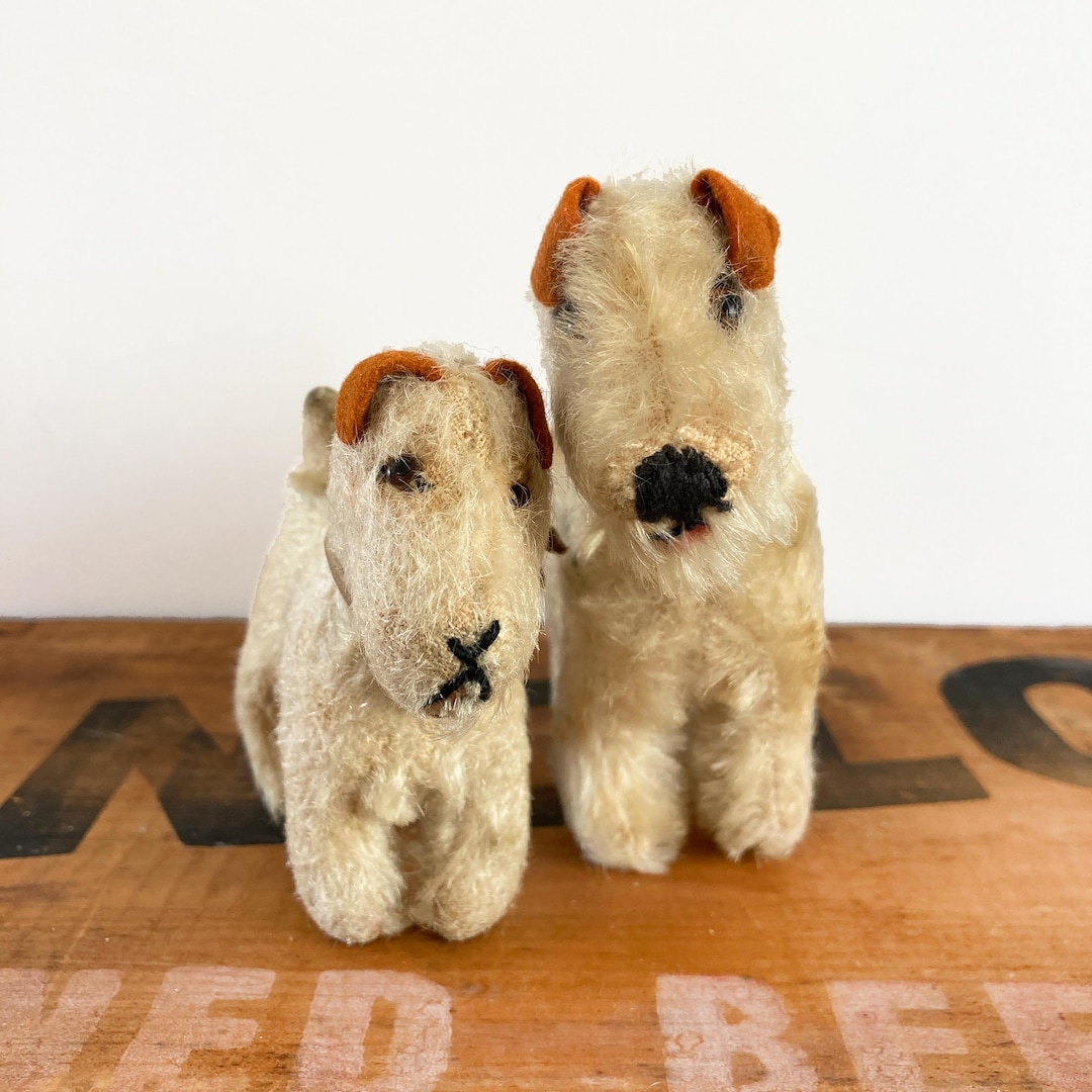 Two Vintage Steiff Foxy Terriers C1950, One With Steiff Button, Dog ...