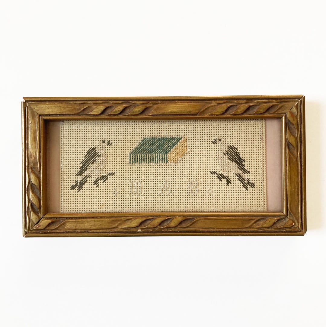 Miniature Victorian Paper Punch Sampler C1900, Wooden Gilt Frame, Two ...