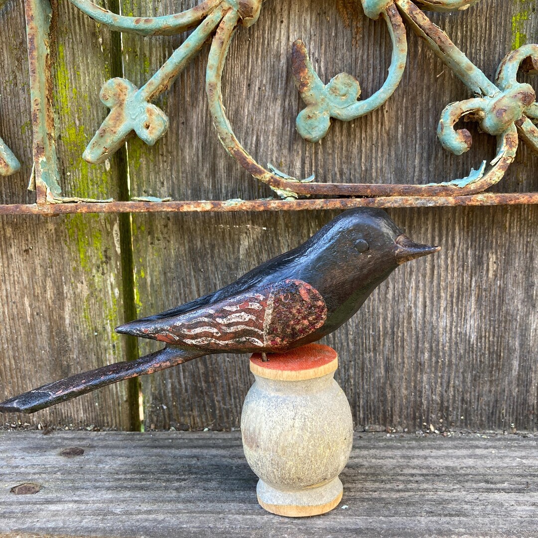 Pennsylvania Dutch Antique Wood Bird C1910, Hand Carved Song Finch ...