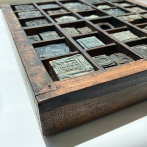 Vintage and Antique Letterpress Blocks in Old, Handmade Printer Drawer ...