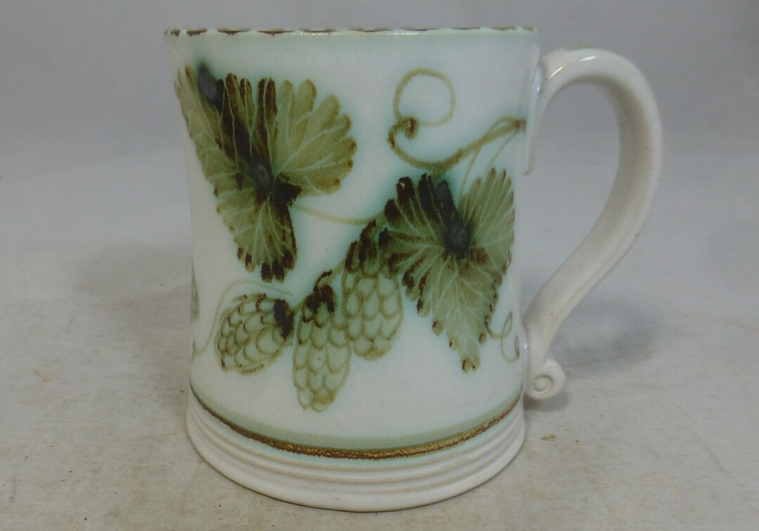 Vintage Rye Pottery Large Hand Painted Stoneware Tankard Mug With Green ...