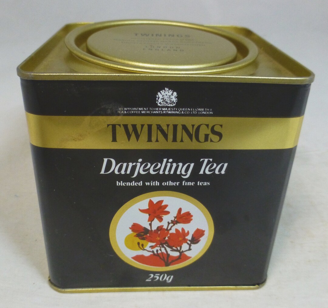 Twinings Darjeeling Tea Square Tin Caddy - Tea Container 4 X 4 X 4 Inch ...