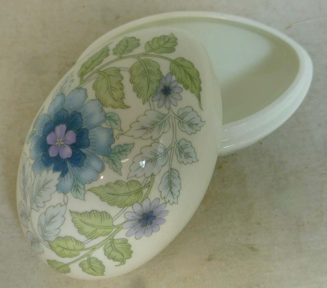 Vintage Clementine Bone China Egg Shaped Large Trinket Box With Lid ...