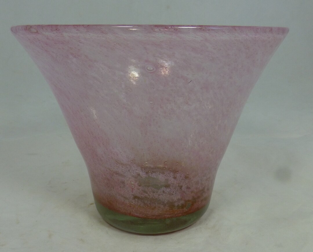 Nazeing Rose Pink Clouded Freeform Glass Large Vase / Bowl Wide Rim – 5 ...