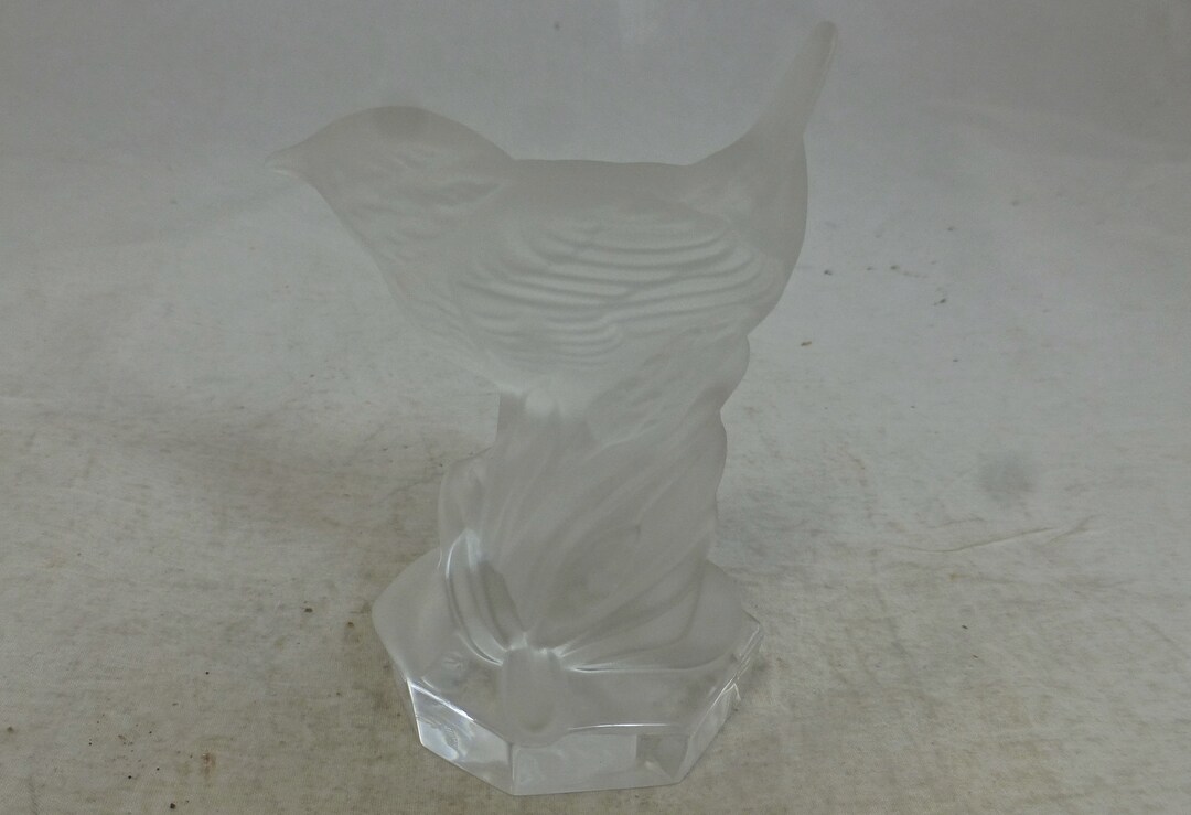 Vintage Nachtmann German 24% Lead Crystal Frosted Robin Bird on Clear ...