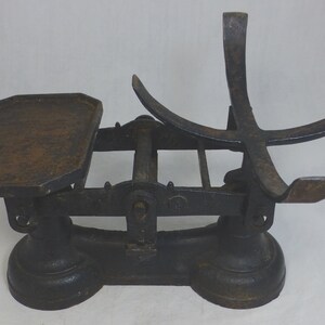 Vintage Large Very Heavy Black Cast Iron Kitchen Balance Scales With ...