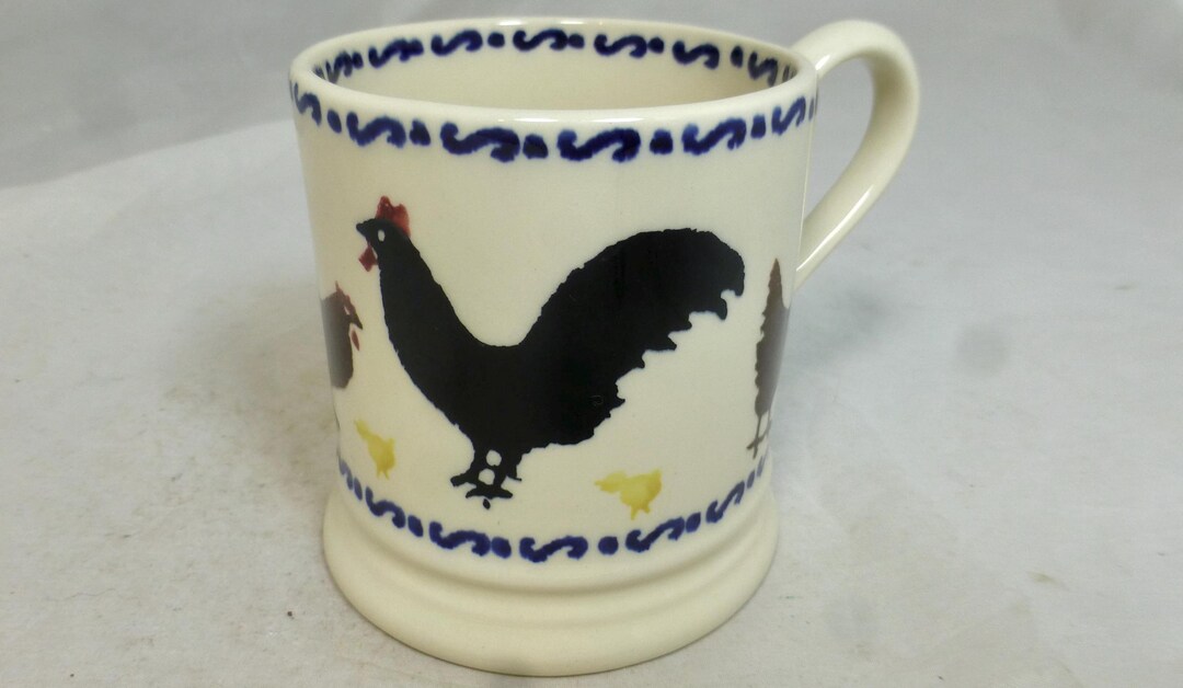 Vintage Rare Early Emma Bridgewater Chickens Cockerel Half Pint Mug ...