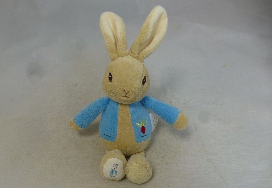 Vintage Sweet Soft Toy Peter Rabbit Rattle Toy With Bunny Ears & Blue ...