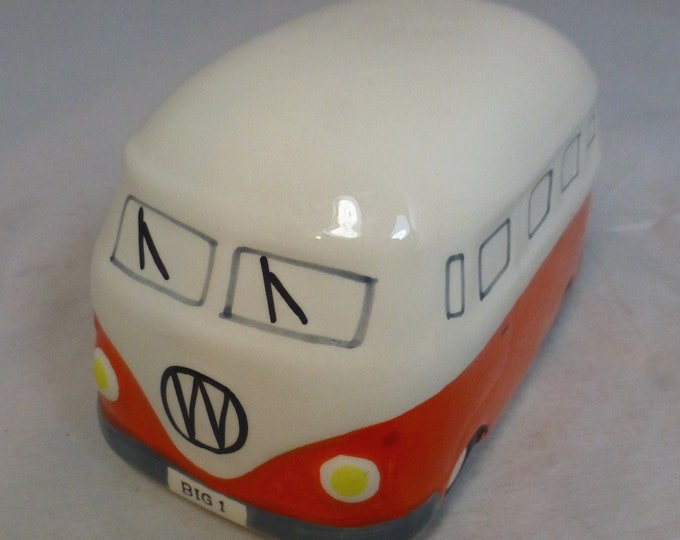 Camper Van Hippie VW Wagon Pottery Orange Money Box / Piggy Bank – VW ...