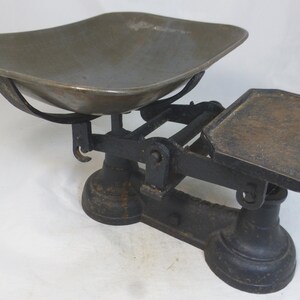 Vintage Large Very Heavy Black Cast Iron Kitchen Balance Scales With ...