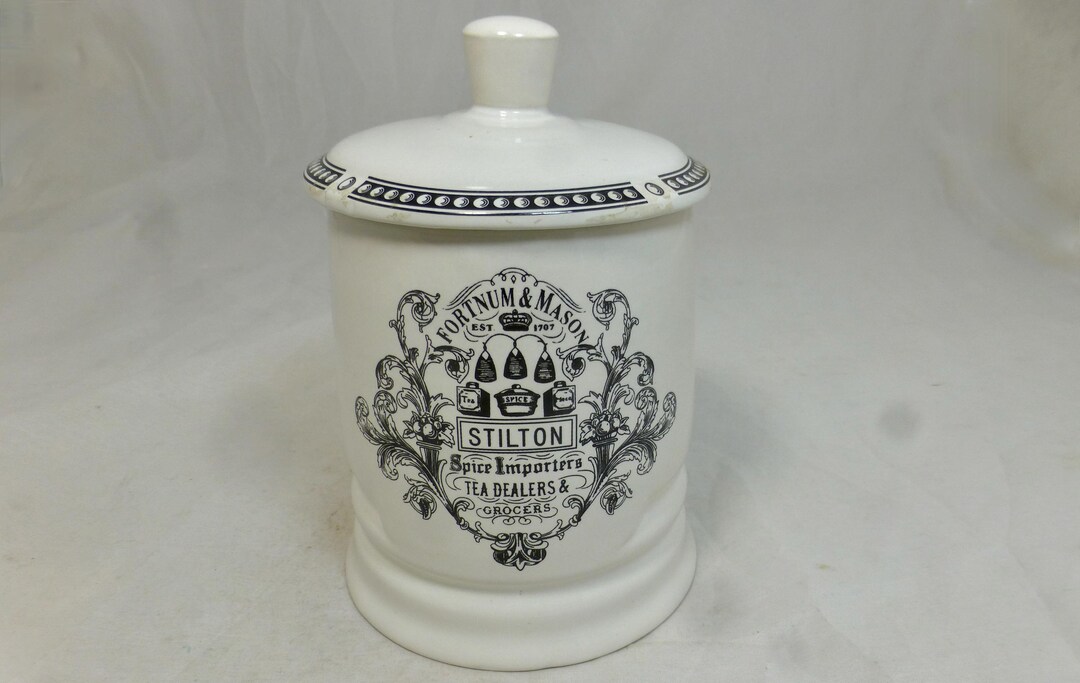 Large Fortnum & Mason Blue Stilton Cheese Cream Porcelain Canister ...