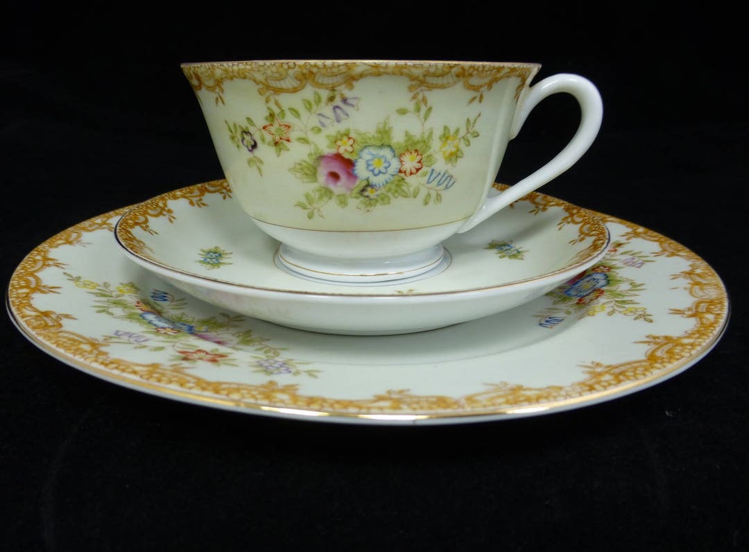Vintage Japanese Sone Floral Spray China Tea Set 5 Tea Set Trios Cup ...