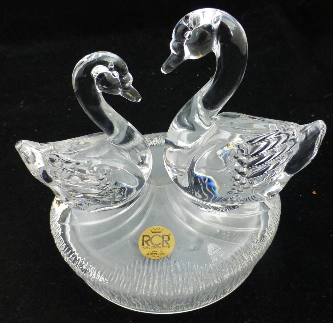Vintage RCR Royal Crystal Rock 24% Lead Crystal Glass Two Swans ...