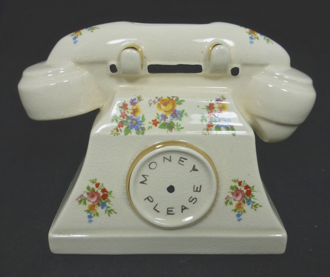 Arthur Wood Vintage Porcelain Telephone Savings Money Box - Kitsch Hand ...