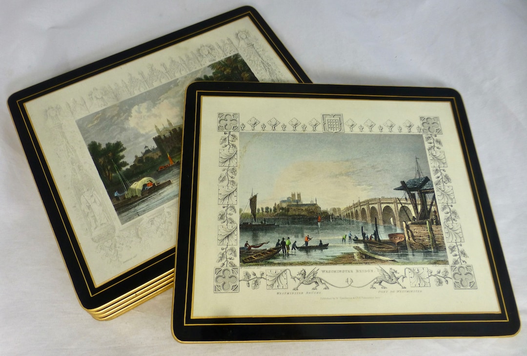 Vintage Lady Clare Set of 6 Traditional Green Baize Back Table Mats ...