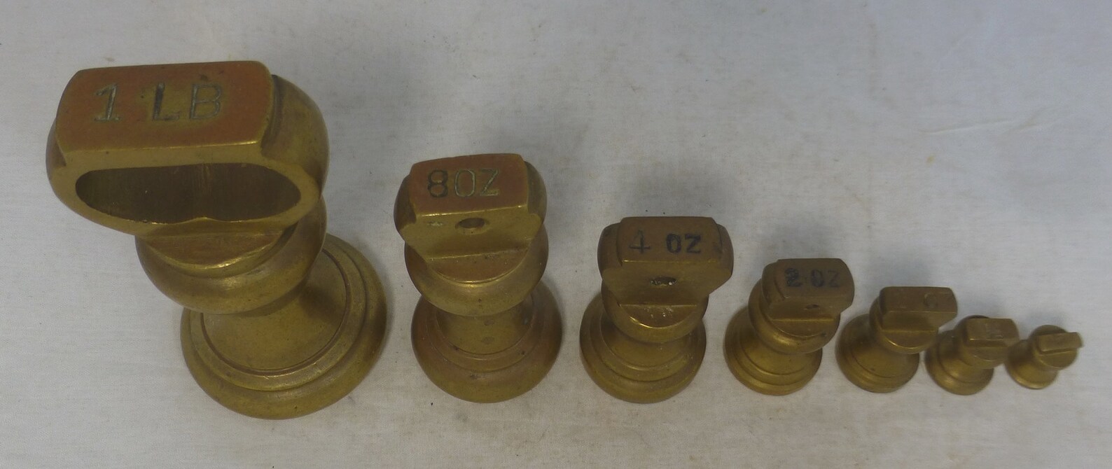 Vintage Set of 7 Brass Imperial Bell Weights From 1 Lb to 0.25 Oz ...