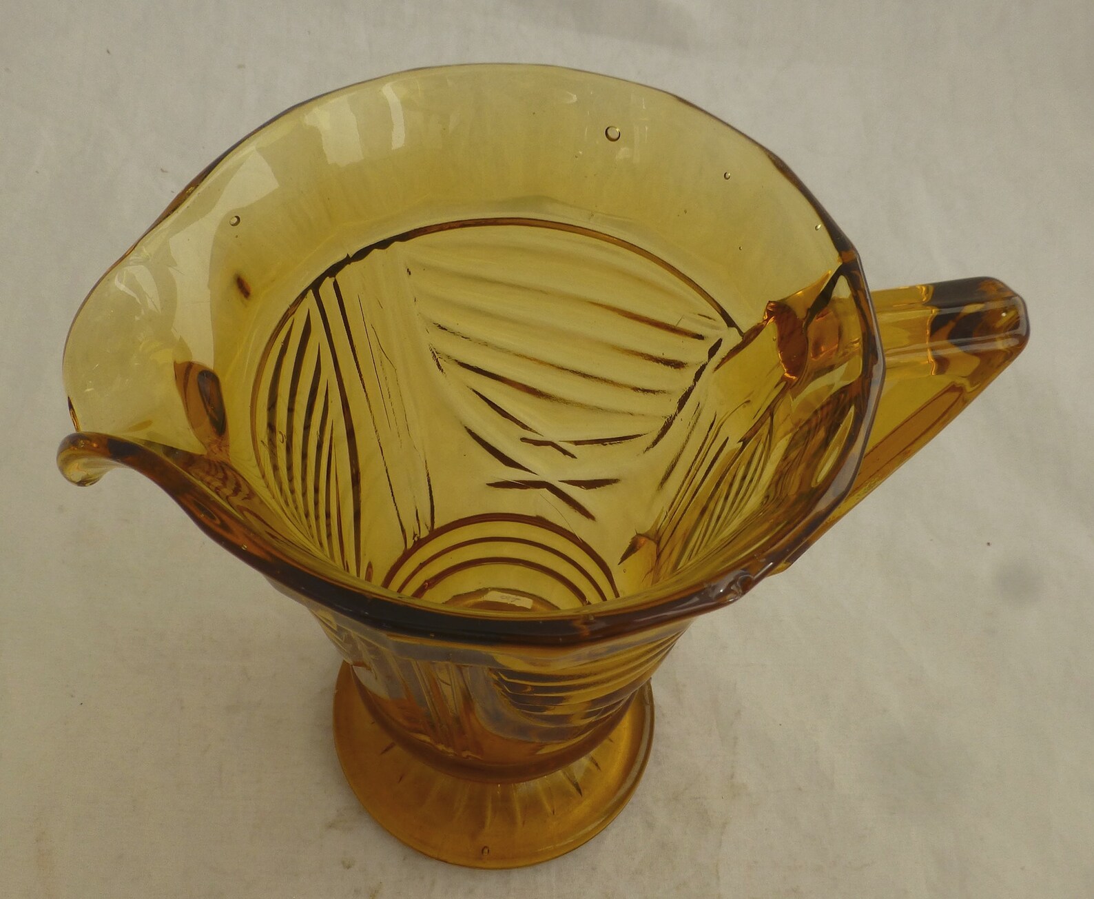 Sowerby Art Deco Amber Glass Large Water Jug Pitcher or Jug Vase 7 Inch ...