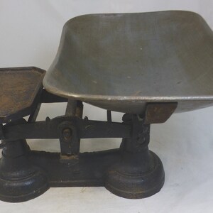 Vintage Large Very Heavy Black Cast Iron Kitchen Balance Scales With ...