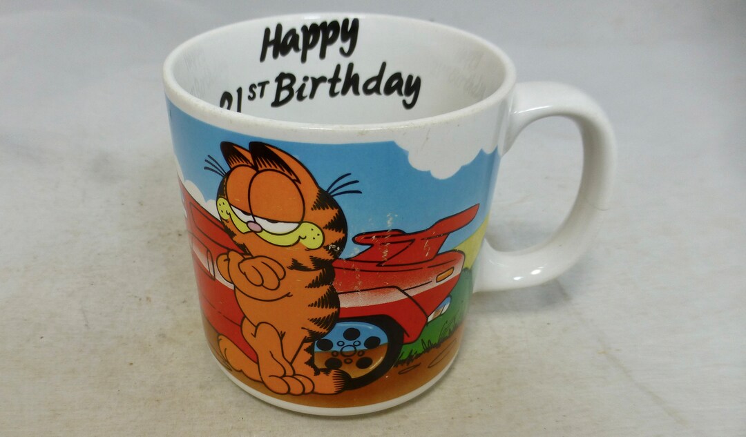 Vintage Garfield 21st Happy Birthday Celebration Porcelain Mug – Smug ...