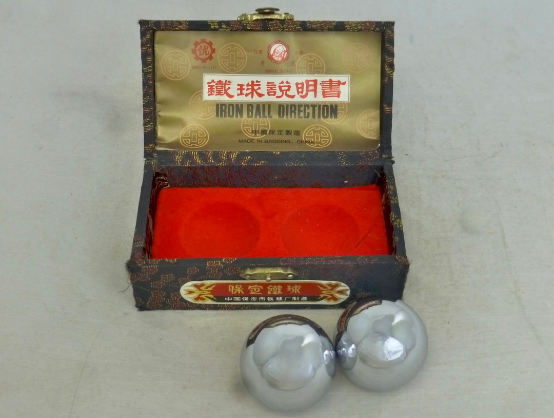 Chinese Stress Vintage Chime Silver Metal Health Medicine Iron Balls ...