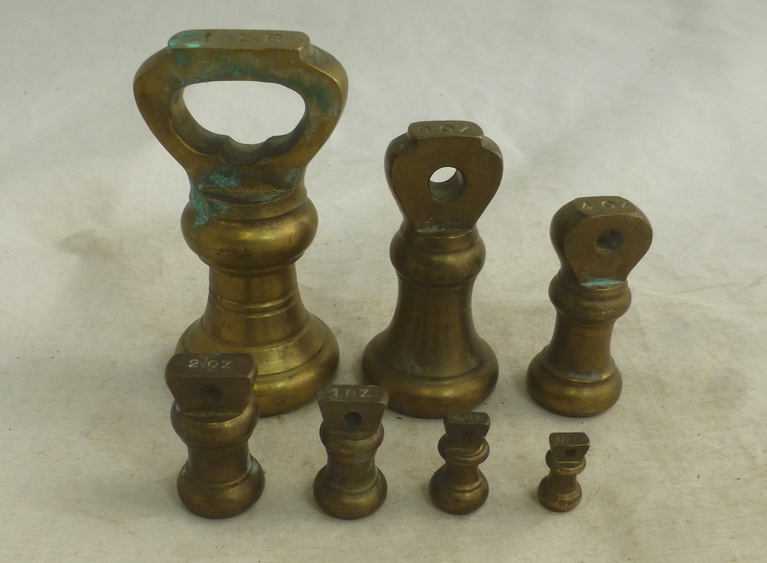 Vintage Set of 7 Brass Imperial Bell Weights From 1 Lb to 0.25 Oz ...