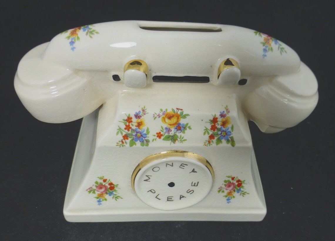Arthur Wood Vintage Porcelain Telephone Savings Money Box - Etsy UK