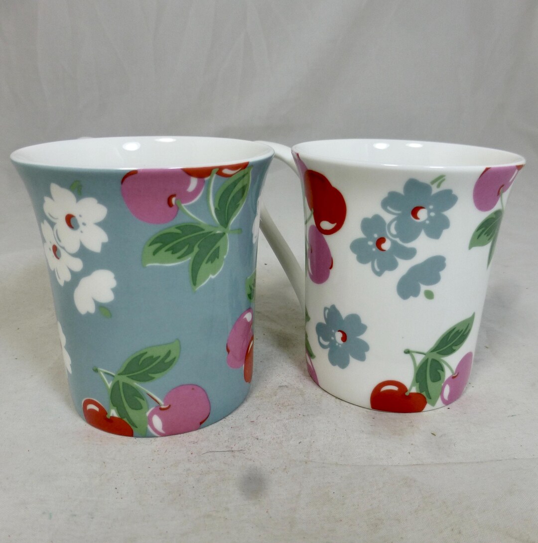Cath Kidston Set of 2 Colourful Cherry Fruit and Floral Design Fine ...
