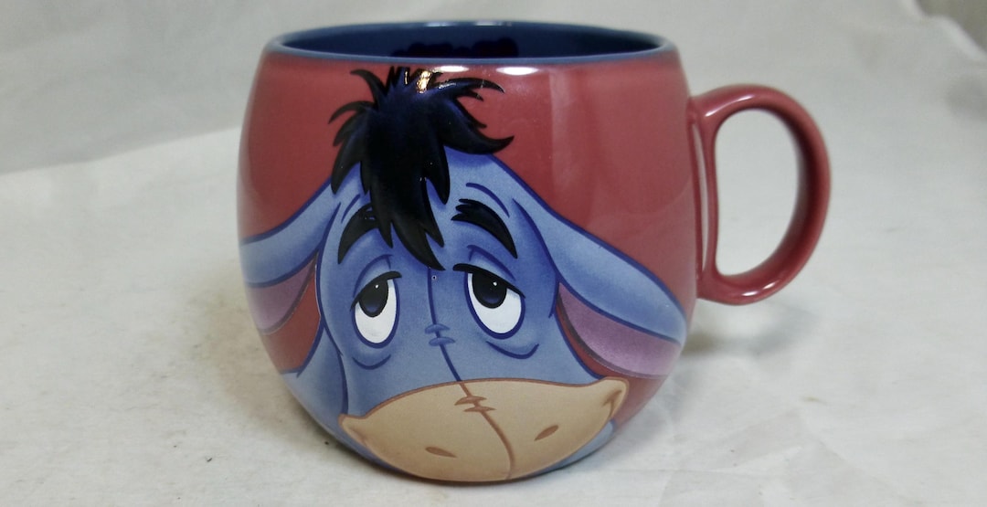 Eeyore Disney Round Blue and Pink Gloss Glazed Porcelain Mug – Genuine ...