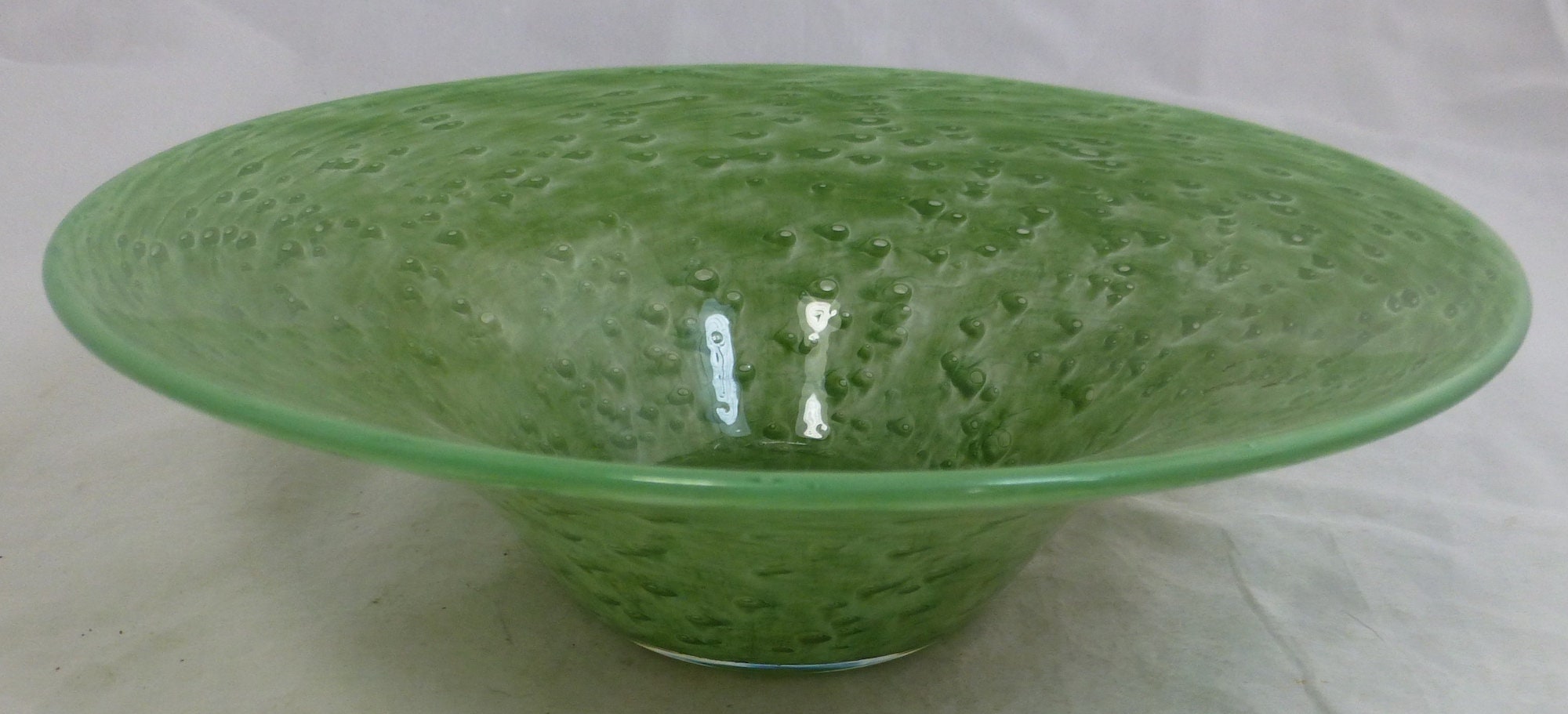 Vintage Large Nazeing Clouded Green Glass Bowl With Wide Rim - Etsy