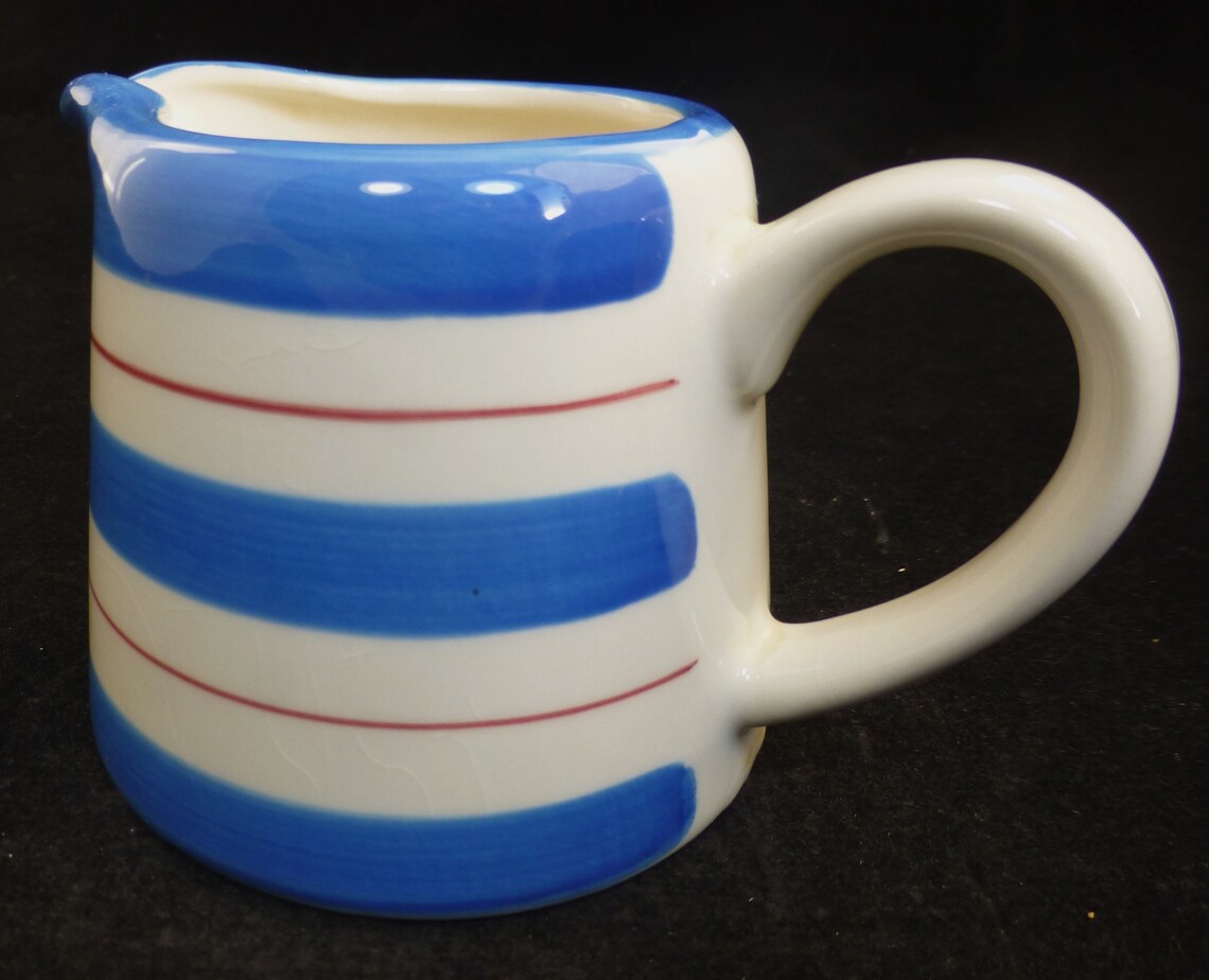 Rayware Farmhouse Blue Fun Stripy Pottery Milk Jug / Pitcher / | Etsy