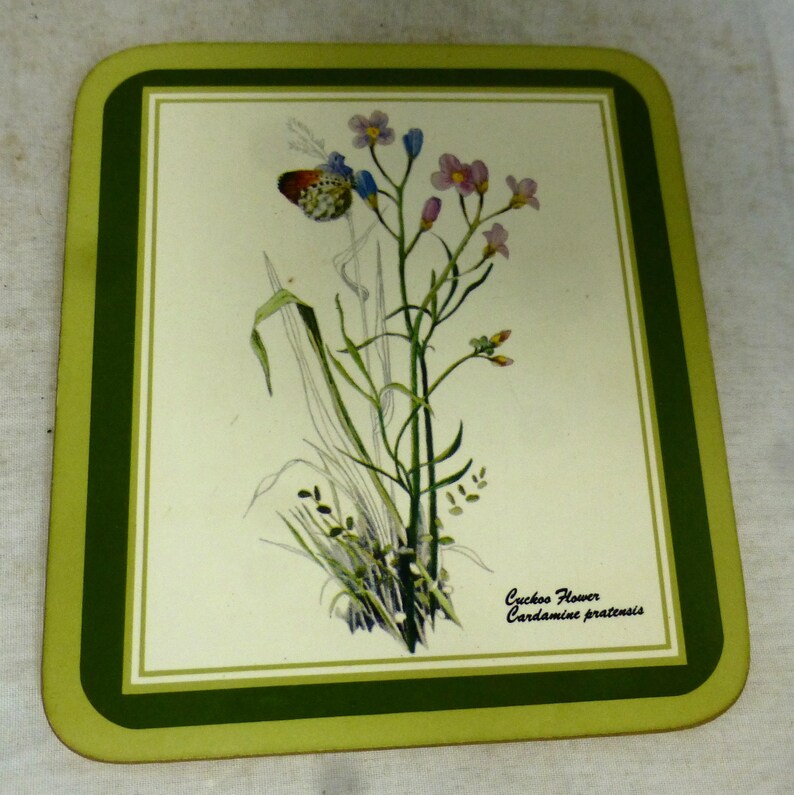 Vintage St Michael Wild Flowers Set of 6 Cork Backed Coasters ...