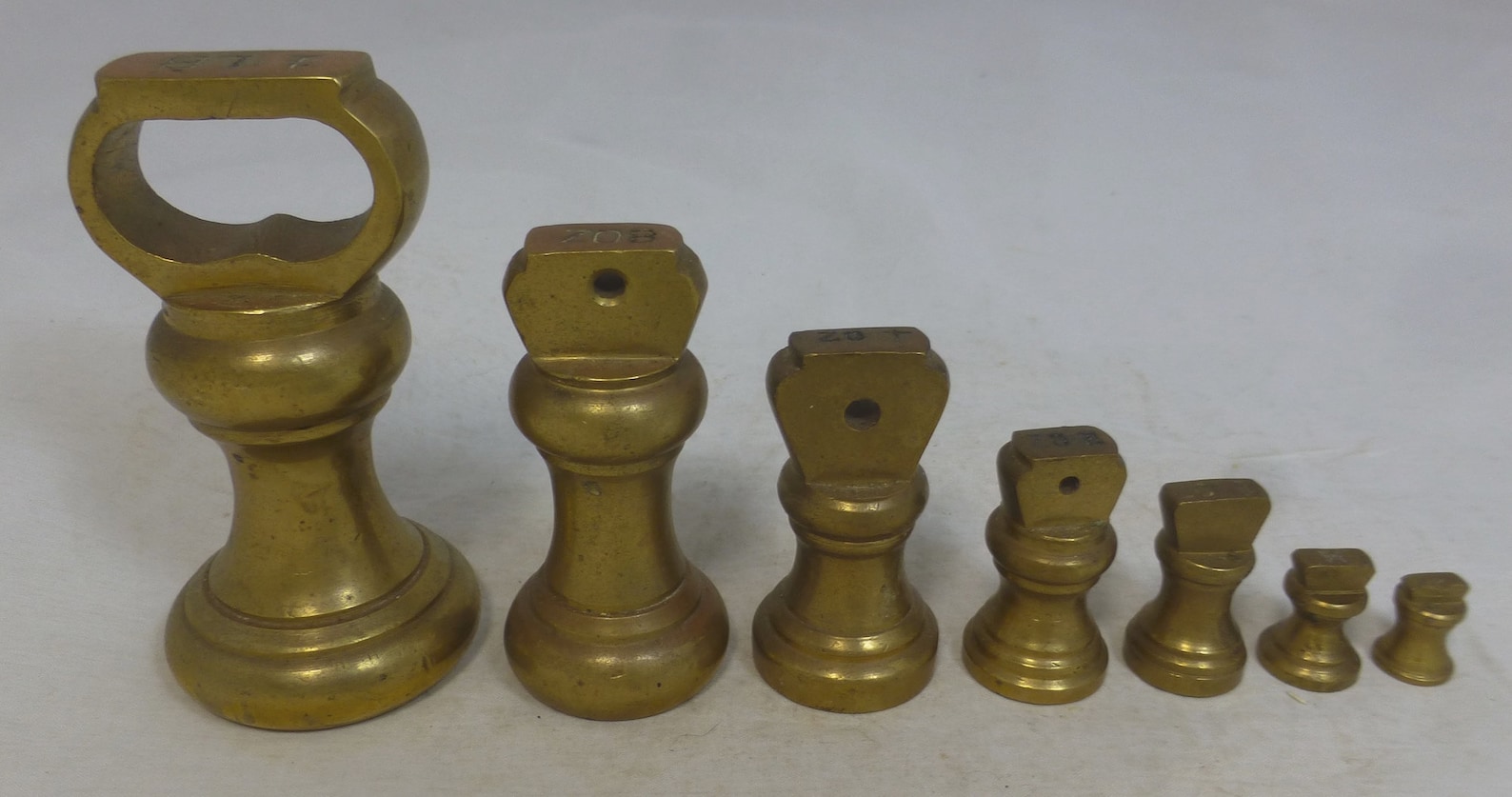 Vintage Set of 7 Brass Imperial Bell Weights From 1 Lb to 0.25 Oz ...