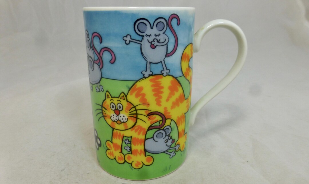 Dunoon Cat and Mouse Game Scottish Stoneware Mug Hand Painted Smiling ...