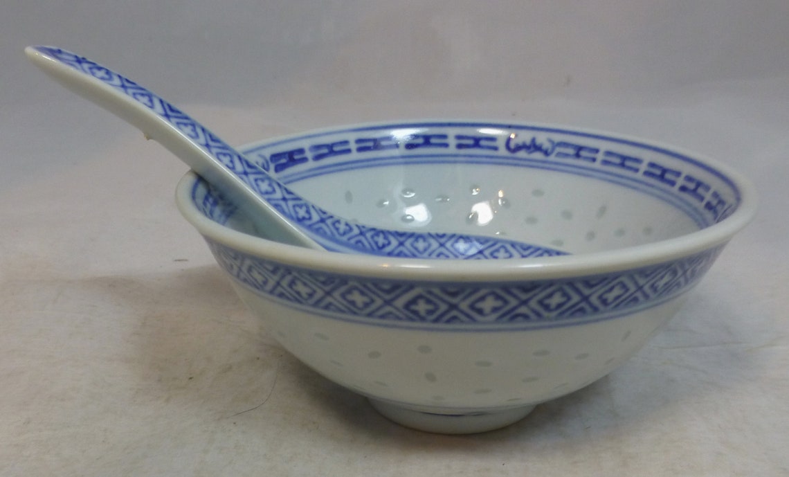 Tienshan Chinese Dragon Blue & White Rice Grain Pattern - Etsy