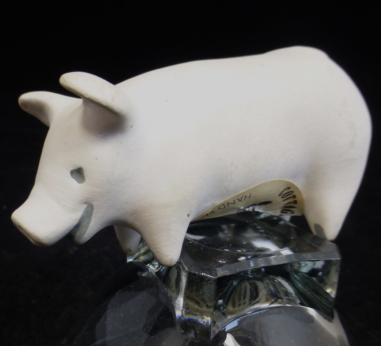 Cottage Pottery Pig Animal Vintage Figurine - Hand Painted Ceramic Pig ...