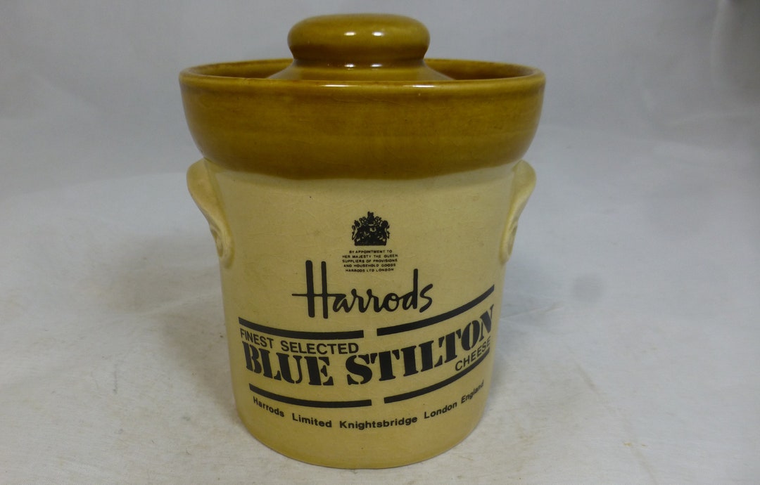 Harrods Finest Blue Stilton Cheese Brown Stoneware Storage Canister ...