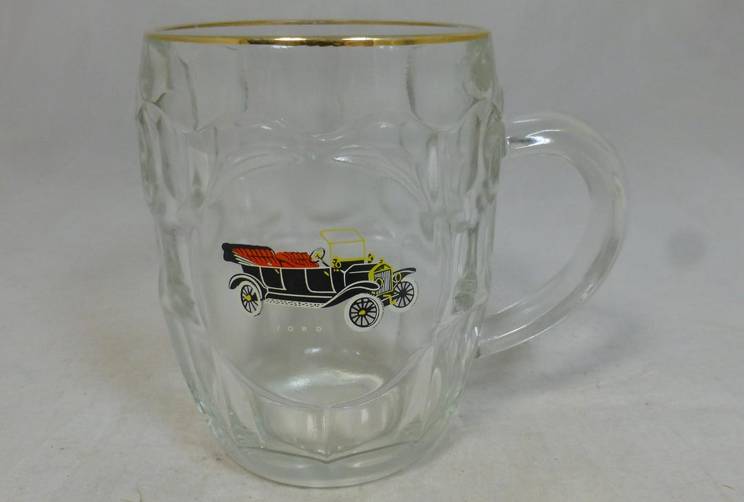 Vintage English Large Pint Dimpled Glass Beer Ale Tankard Jug With ...