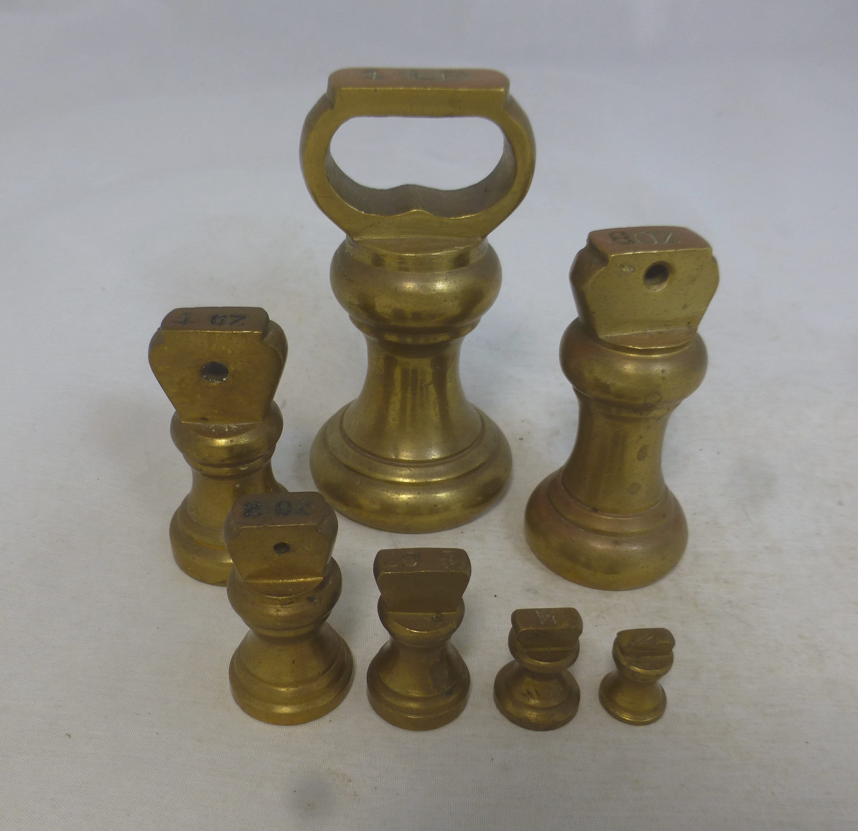 Vintage Set of 7 Brass Imperial Bell Weights From 1 Lb to 0.25 Oz ...